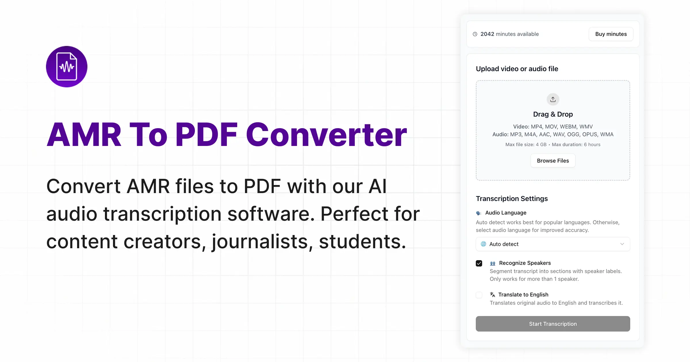 AMR to PDF Converter: Transcribe AMR to PDF