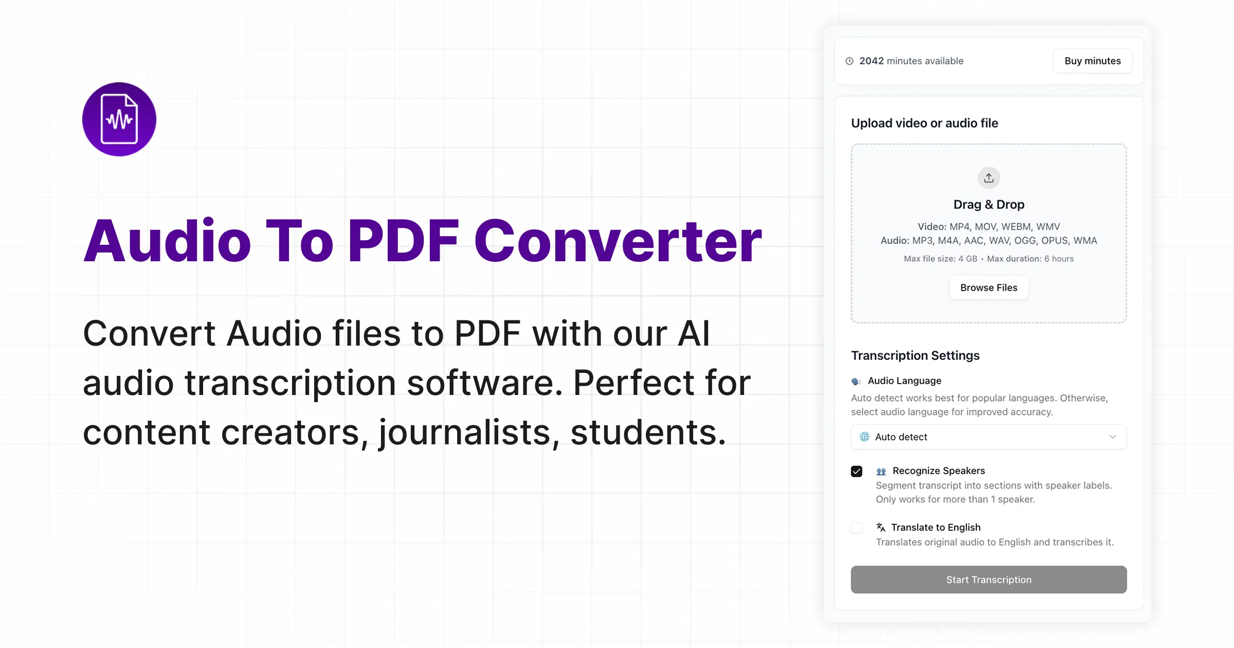 Audio to PDF Converter: Transcribe Audio to PDF