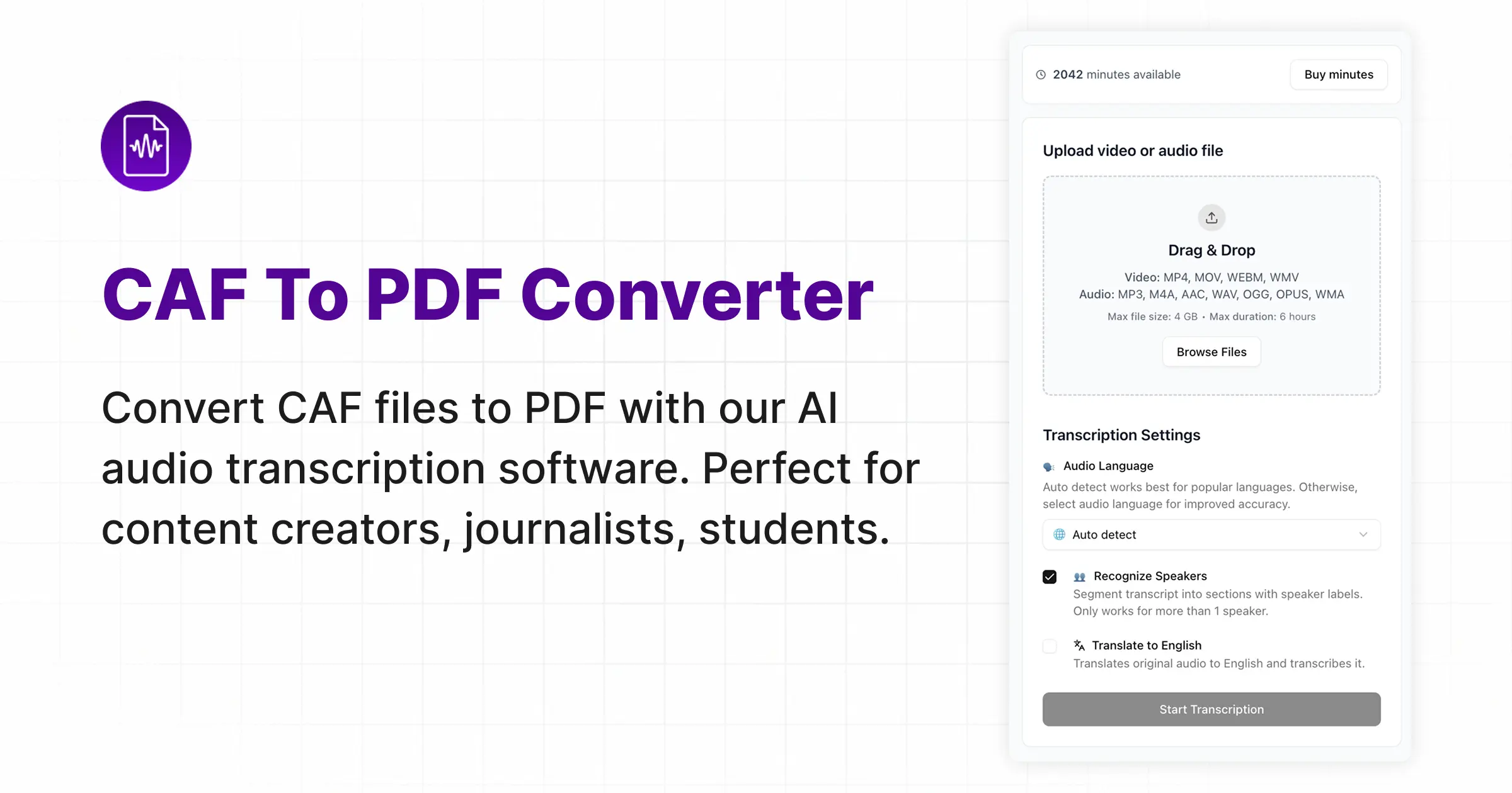 CAF to PDF Converter: Transcribe CAF to PDF