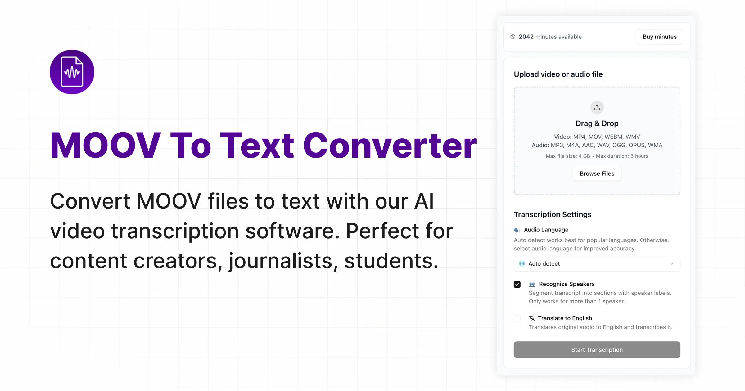MOOV to Text Converter: Transcribe MOOV to Text