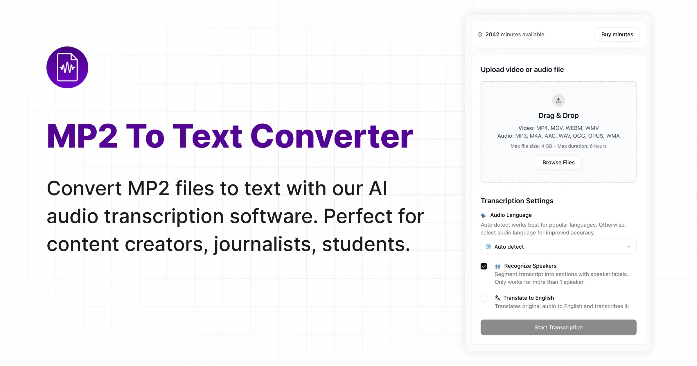 MP2 to Text Converter: Transcribe MP2 to Text