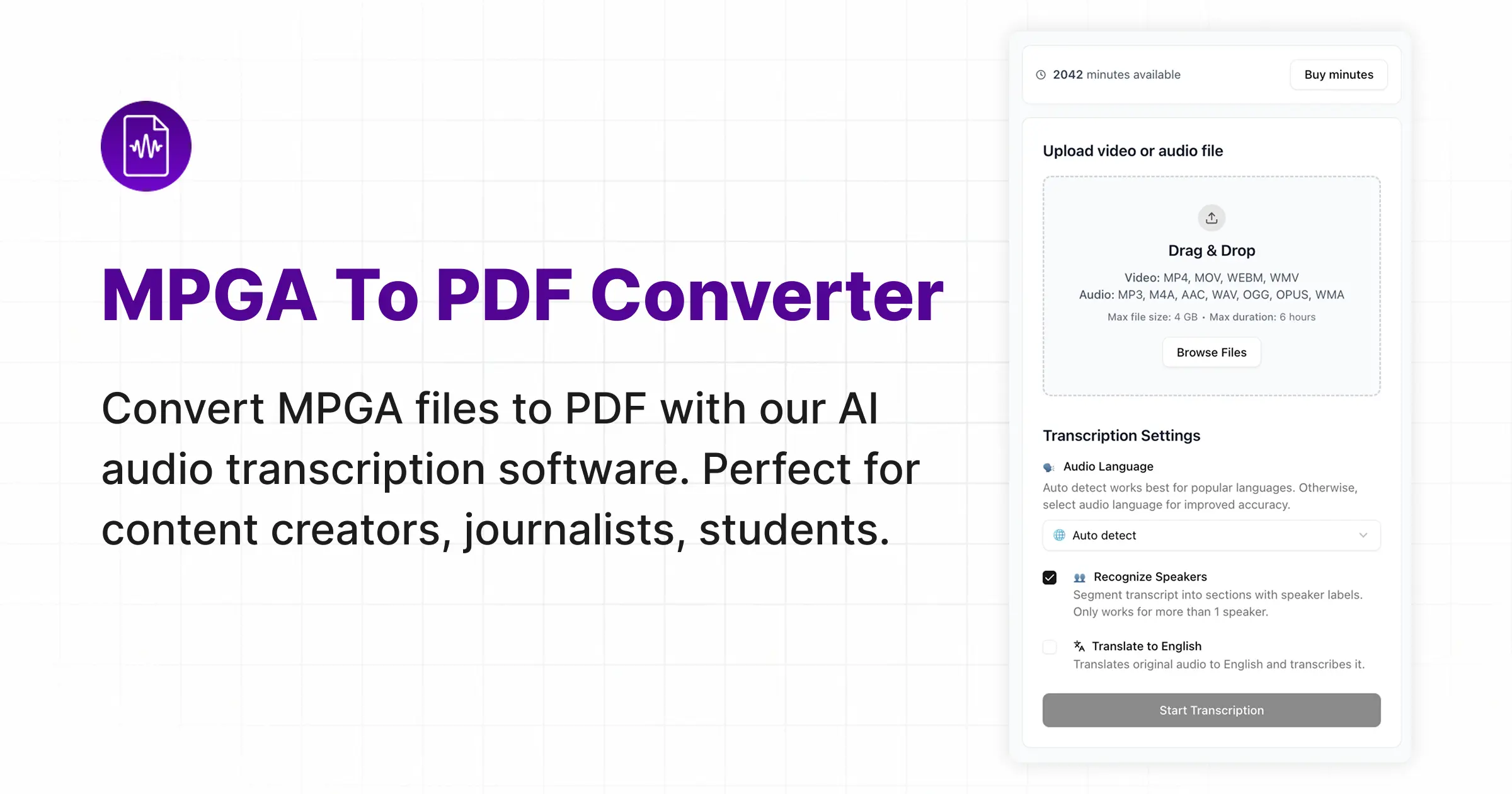 MPGA to PDF Converter: Transcribe MPGA to PDF