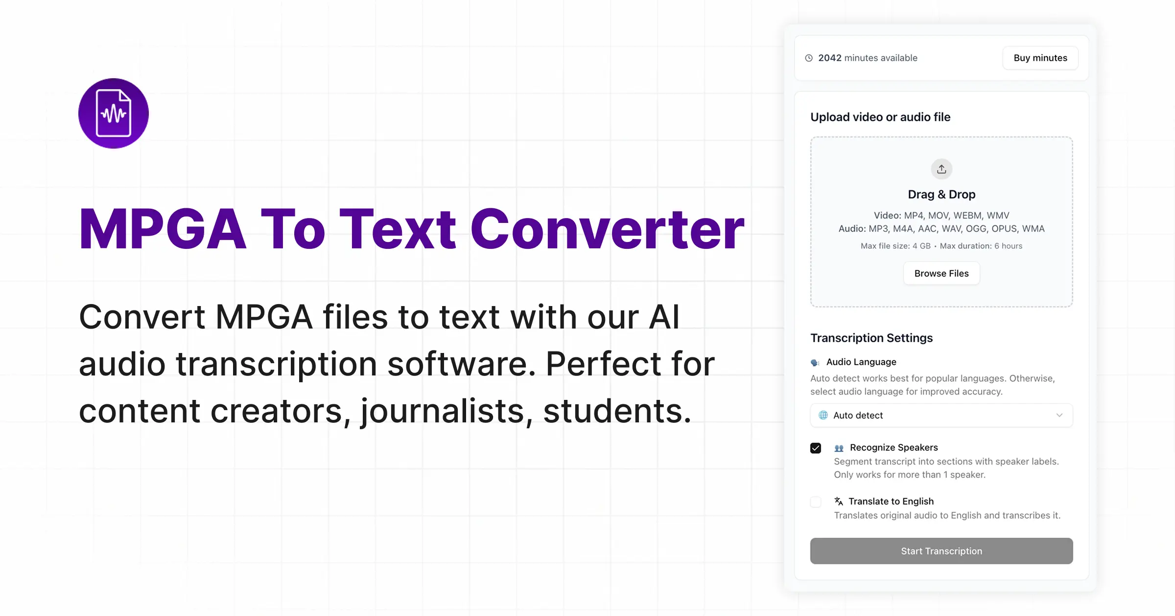 MPGA to Text Converter: Transcribe MPGA to Text