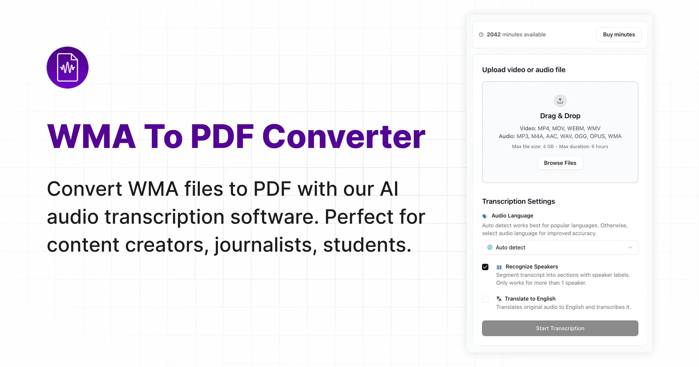 WMA to PDF Converter: Transcribe WMA to PDF